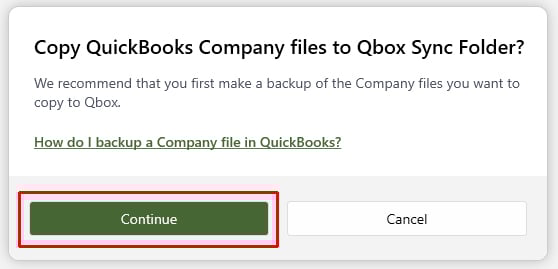 Copy QuickBooks Files into Qbox